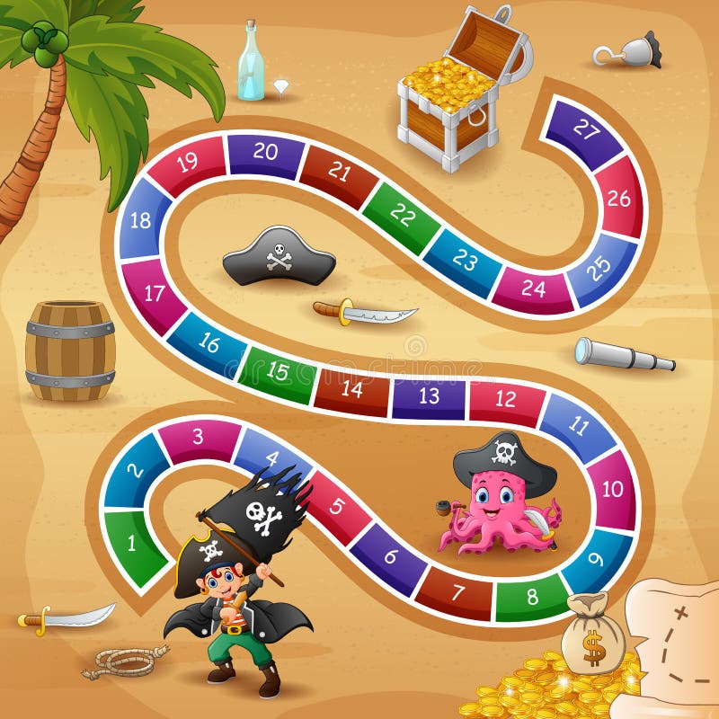 Tema Dei Pirati Del Gioco Delle Scale E Dei Serpenti Illustrazione ...