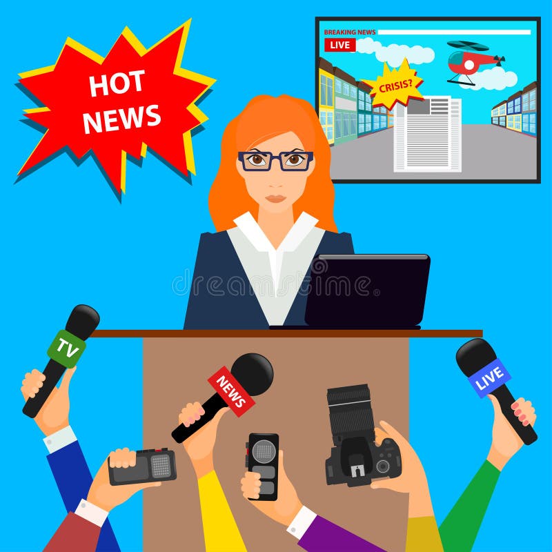 Reporter O Giornalisti Di Notizie Che Tengono I Microfoni Illustrazione ... Reporter O Giornalisti Di Notizie Che Tengono I Microfoni Illustrazione ...