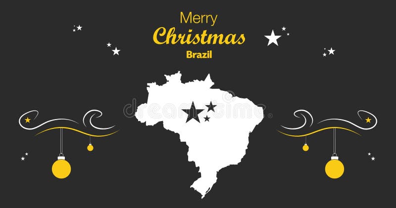 Tema Do Feliz Natal Com O Mapa De Brasil Ilustração Stock - Ilustração ...