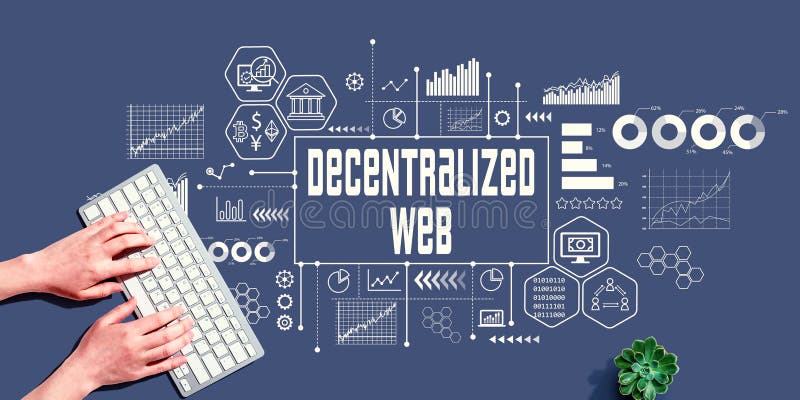 Tema Web Descentralizado Con Persona Usando Teclado Pc Foto de archivo - Imagen de azul ...