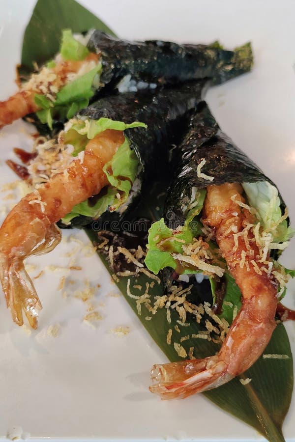 Temaki Japanese Dish at Restaurant Stock Photo - Image of invertebrate ...