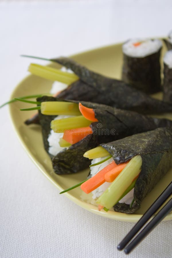 Temaki Sushi stock photo. Image of green, studio, plate - 12515552