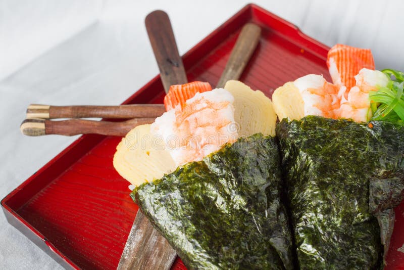 Temaki sushi cone stock photo. Image of chopsticks, japanese - 50908990