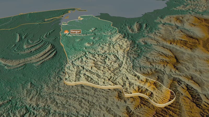 Temburong, Brunei - Extruded with Capital. Relief Stock Illustration ...