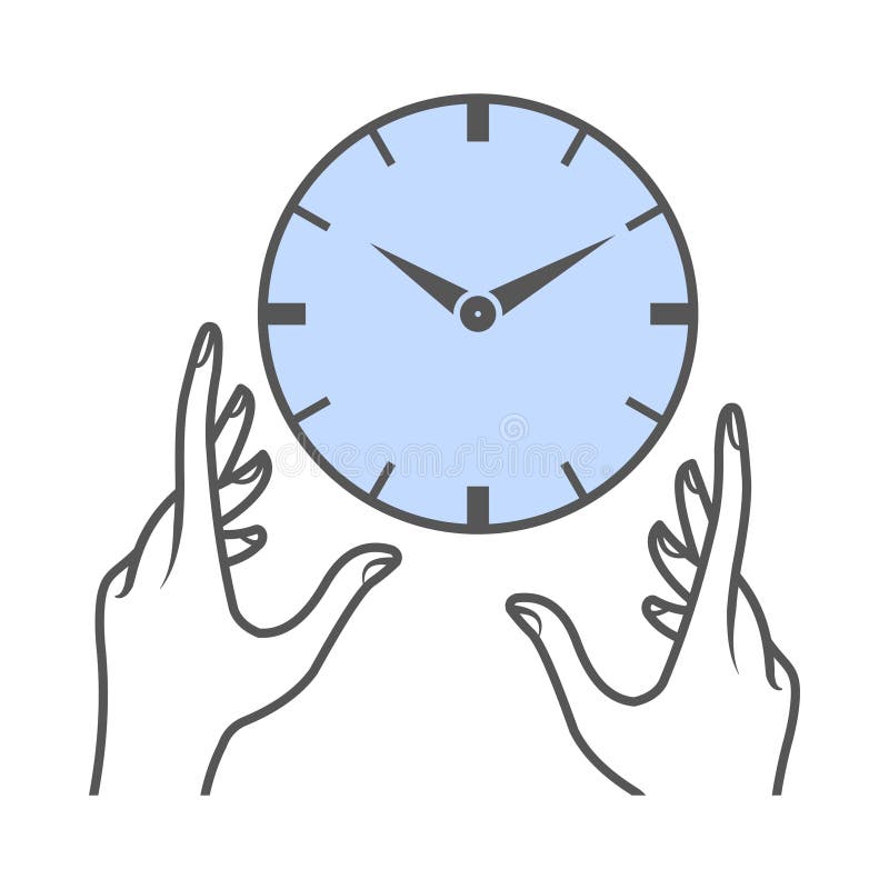 Hands Trying To Hold a Clock. Time Management Concept. Flat Style ...