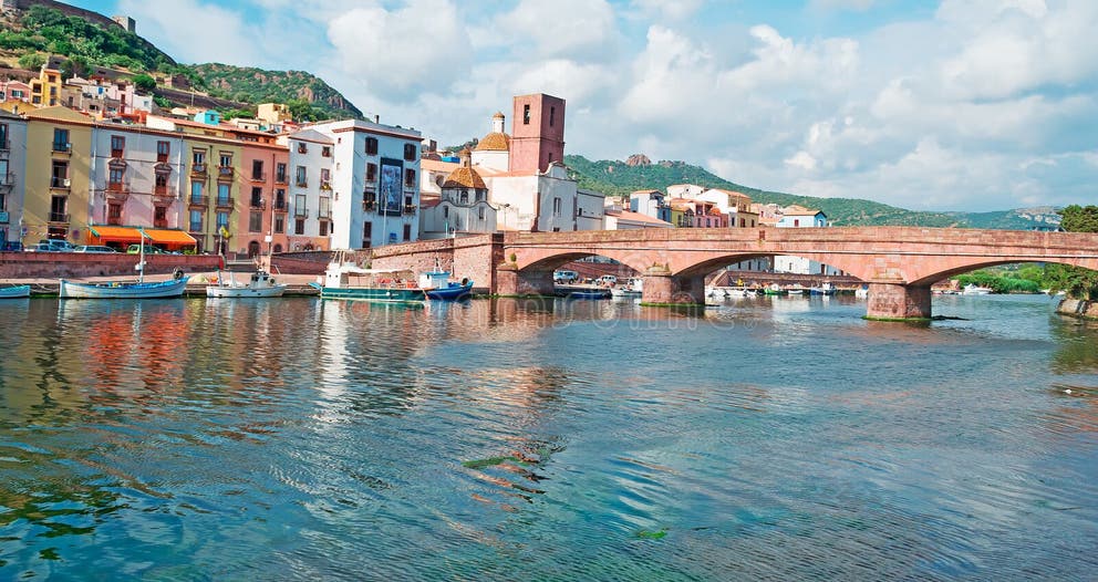 Temo shore in Bosa stock photo. Image of boardwalk, ancient - 34093328