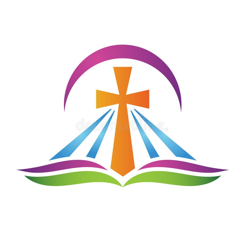 Cross with Bible Logo Icon. Stock Vector - Illustration of background ...