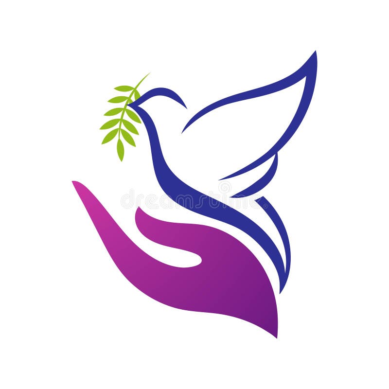 Dove Icon with Hand Symbol. Stock Illustration - Illustration of design ...