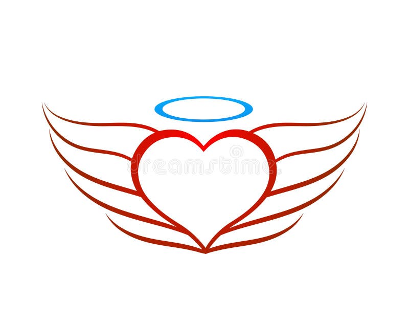 Angel Wings Icon with Heart Symbol. Stock Vector - Illustration of ...