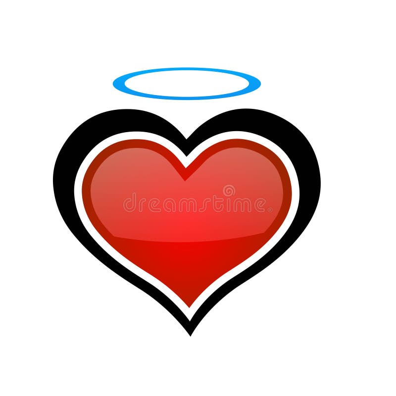 Angel Wings Icon with Heart Symbol. Stock Vector - Illustration of ...