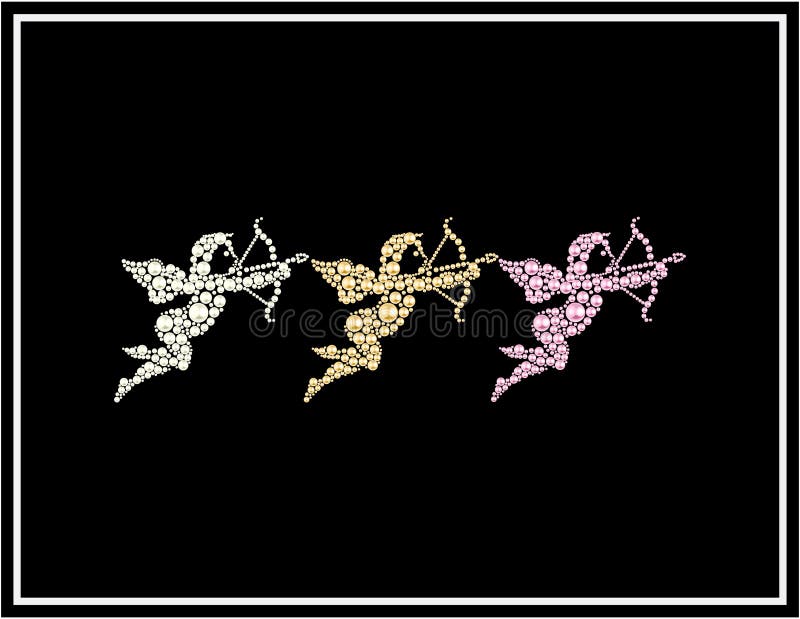 Cupid Set Made with Pearl and Diamond Rhinestone Stock Illustration ...