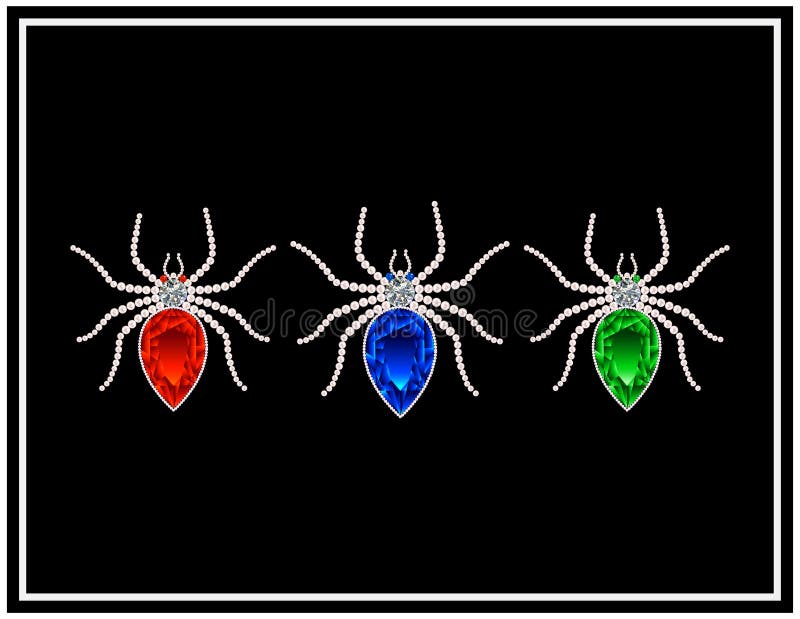 Spider Vector Illustration Set Made with Pearl and Rhinestone Stock ...