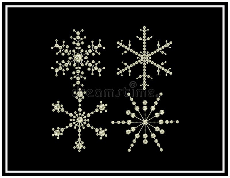 Snowflakes Vector Illustration Set Made with Pearl and Rhinestone Stock ...