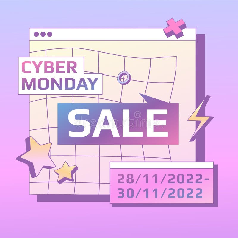 Tempate Design Cyber Monday Banner. 90s Interface Style. Retro Design ...