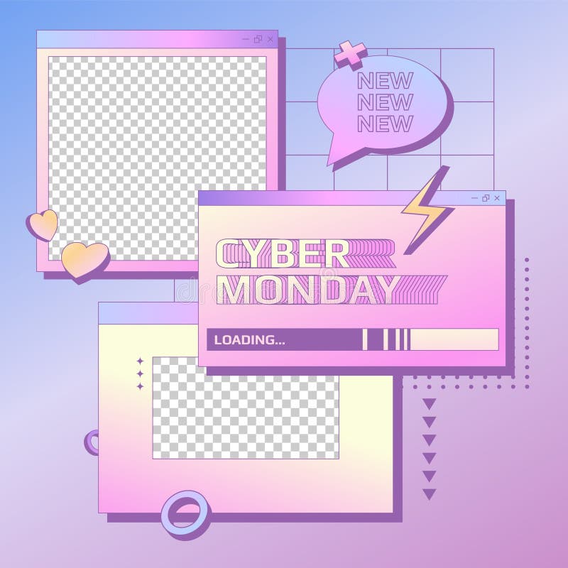 Tempate Design Cyber Monday Banner. 90s Interface Style. Retro Design ...