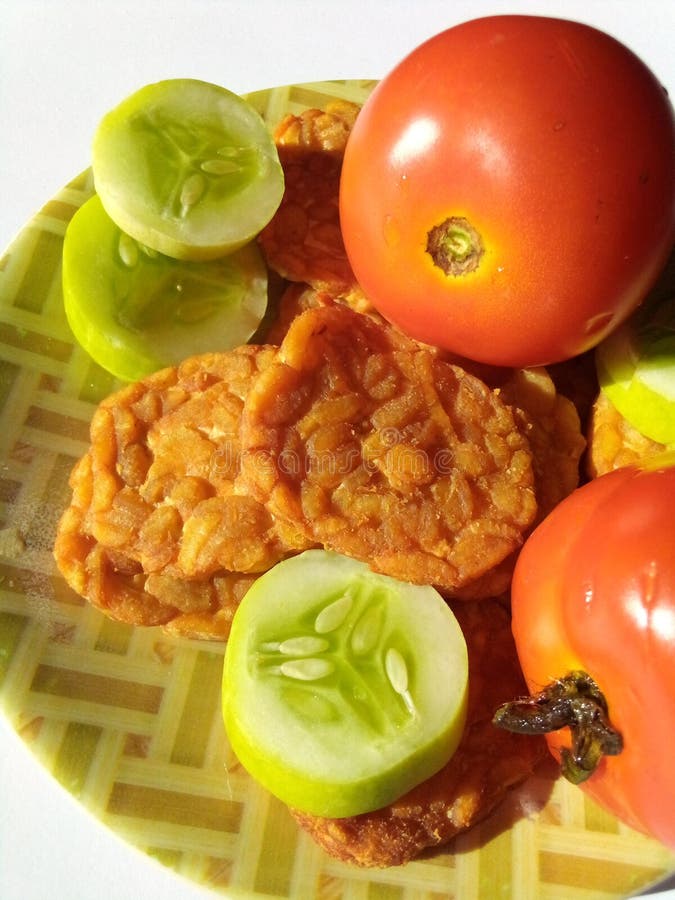 Tempe and salad stock photo. Image of meal, vegetable - 213592934