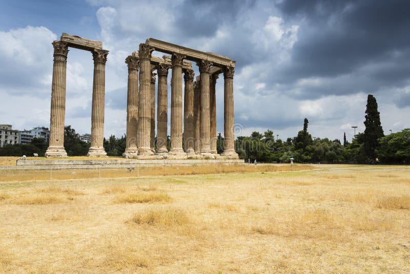 Tempel Van Olympian Zeus in Athene Stock Foto - Image of steen, grieks ...