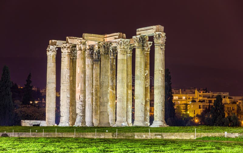 Tempel Van Olympian Zeus in Athene Stock Foto - Image of gebouw ...