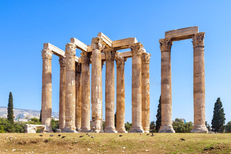 Tempel Van Olympian Zeus in Athene, Griekenland Stock Foto - Image of ...