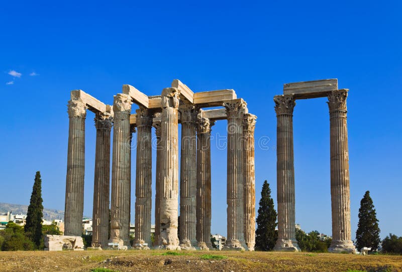 Tempel Van Zeus in Athene, Griekenland Stock Foto - Image of europa ...
