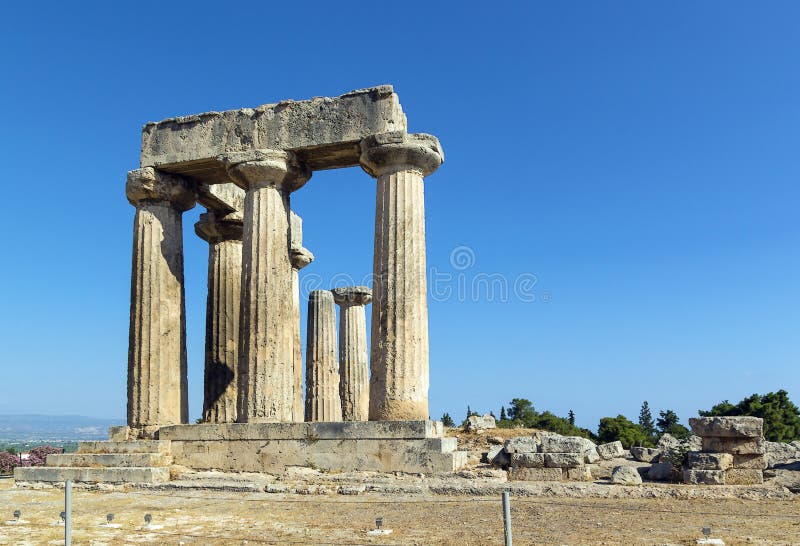 Tempel Von Apollo in Altem Korinth, Griechenland Stockfoto - Bild von ...