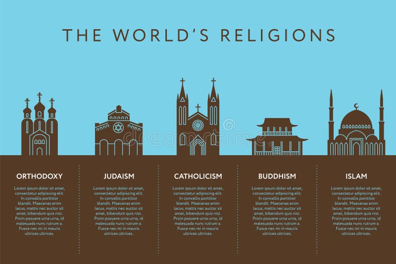 Tempels Van Wereld Verschillende Godsdiensten Infographics Vector ...