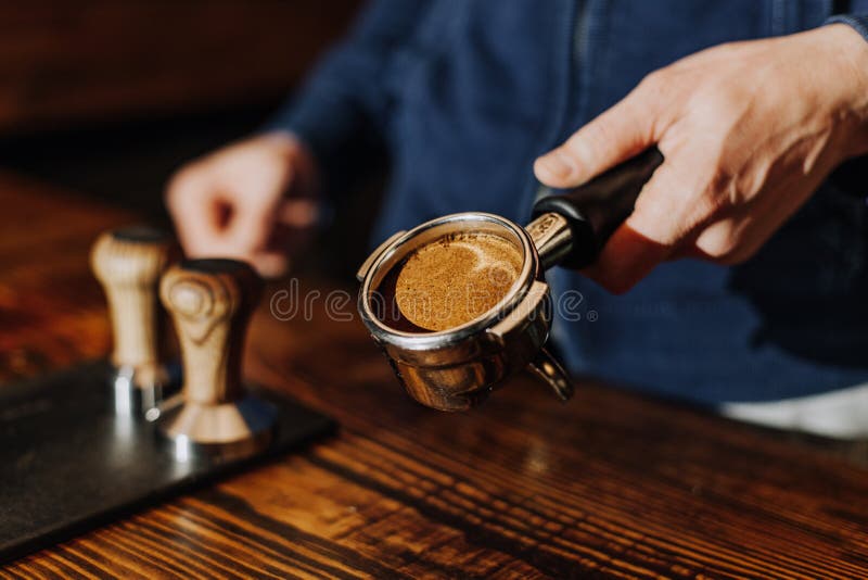 Temper and Holder Barista Tool Stock Photo - Image of break, kitchen ...