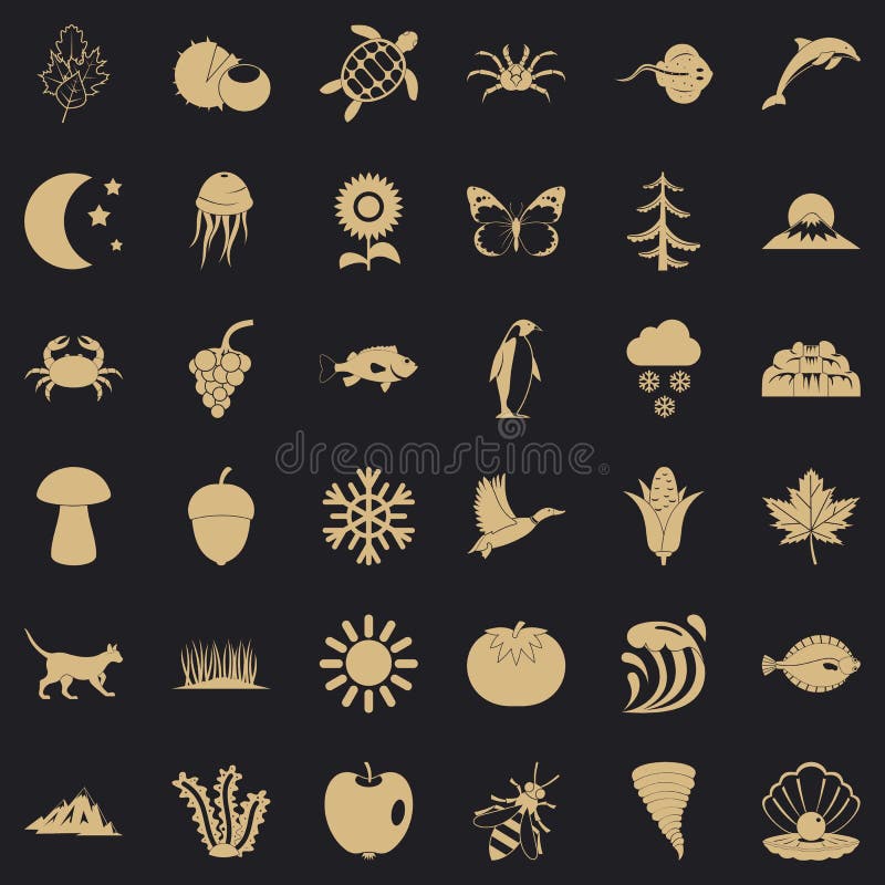 Temper Icons Set, Simple Style Stock Vector - Illustration of nature ...
