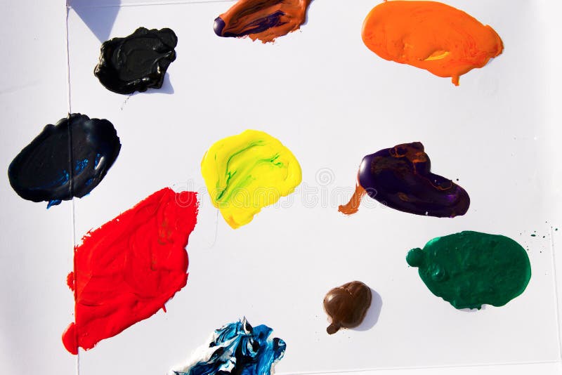 Tempera Paints Stains on Paper Stock Image - Image of painter, draw ...