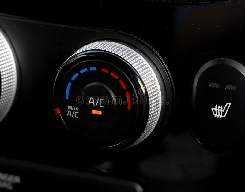 Temperature and Airconditioning Dial in Modern Vehicle Stock Photo ...
