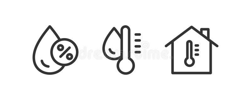 Temperature Control Icon Set. Humidity, Water Temperature, House ...