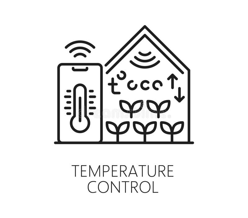 Temperature Control in Smart Farming Line Icon Stock Vector ...