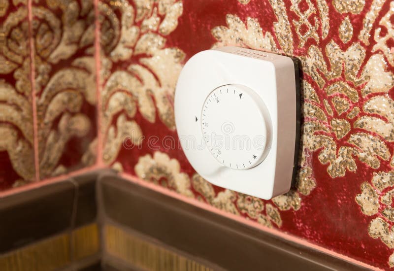 Temperature Control on the Wall Stock Image - Image of adjust, button ...