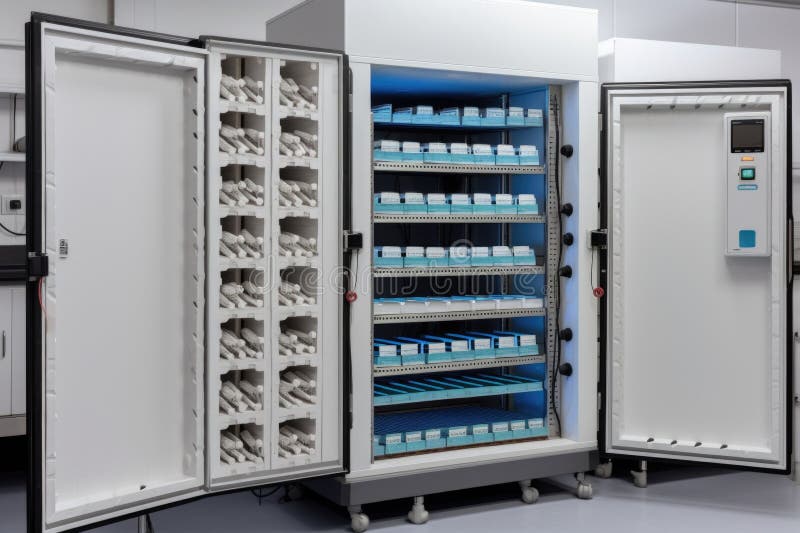 Temperature-controlled Cabinet with Pharmaceutical Products Stored at ...