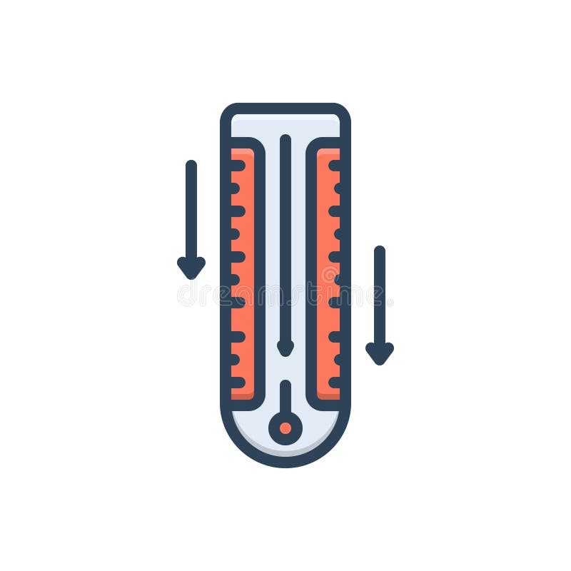 Color Illustration Icon for Temperature Decrease, Temperature and Weather Stock Vector ...