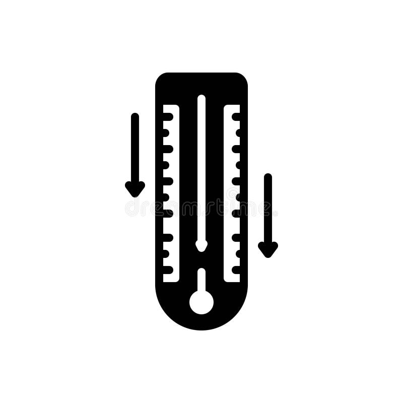 Black Solid Icon for Temperature Decrease, Temperature Ad Weather Stock Illustration ...