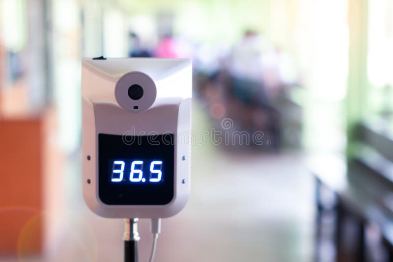 Temperature Digital Thermometer in School with Students for Scan ...