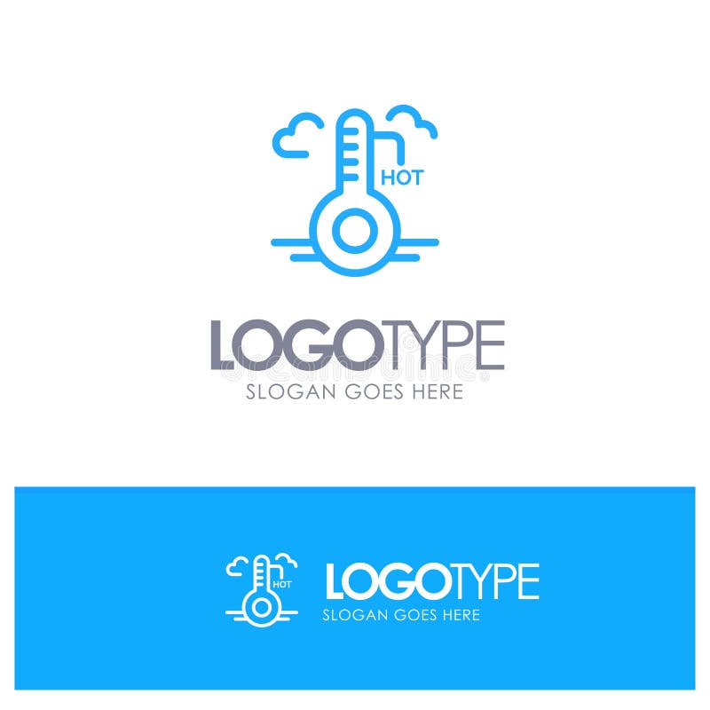 Temperature, Hot, Weather, Update Blue Logo Line Style Stock Vector ...