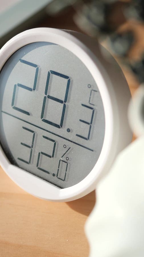 Temperature and Humidity Display in a Cozy Room Stock Video - Video of ...