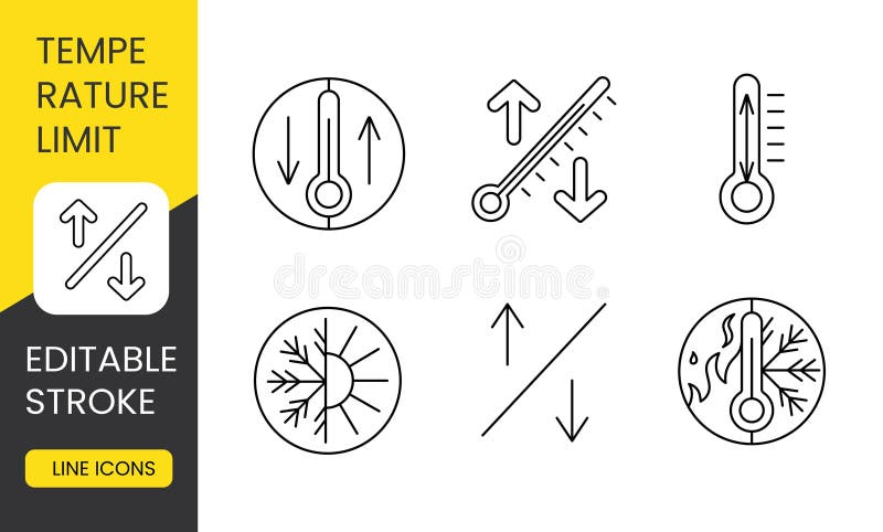 Temperature Limit Vector Line Icon Set with Editable Stroke Stock ...