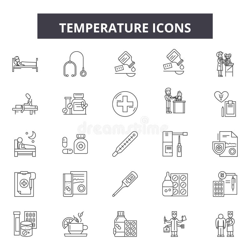 Temperature Line Icons, Signs, Vector Set, Linear Concept, Outline ...