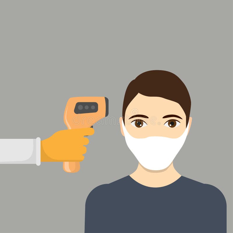 Temperature Measurement with an Electric Thermometer. Vector ...