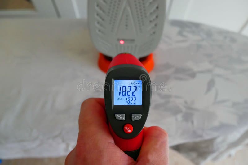 Temperature Measurement with a Portable Pyrometer. Stock Photo - Image ...