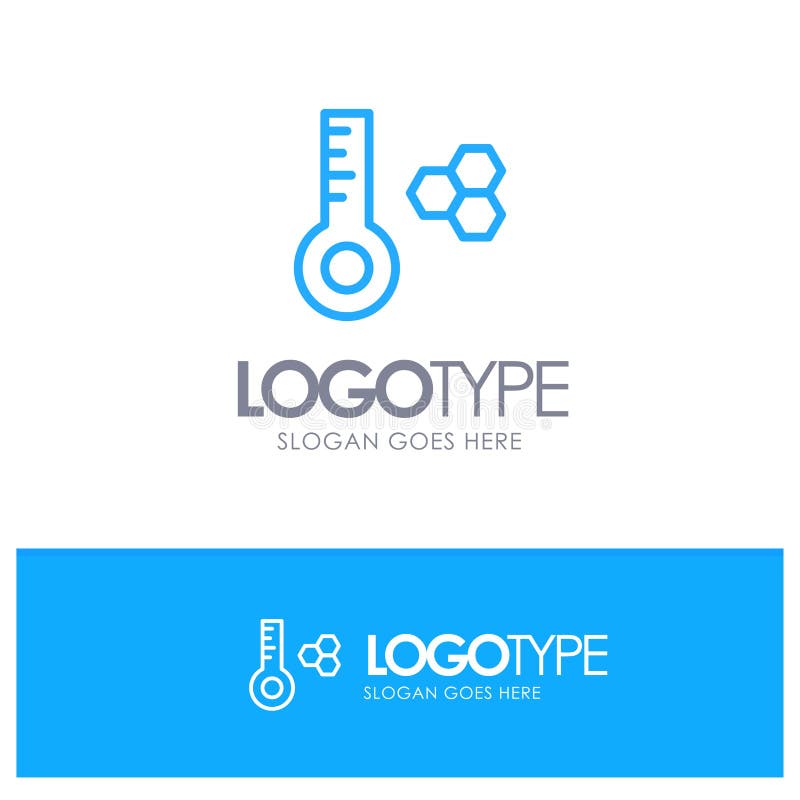 Temperature, Temperature Meter, Thermometer Blue Outline Logo Place for ...