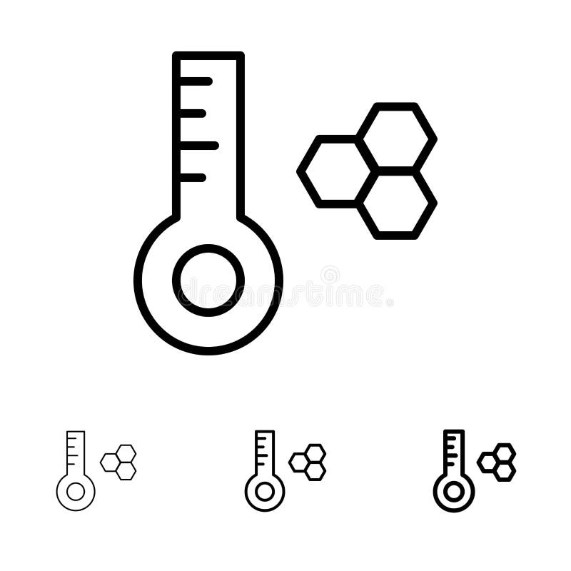 Temperature, Temperature Meter, Thermometer Bold and Thin Black Line ...