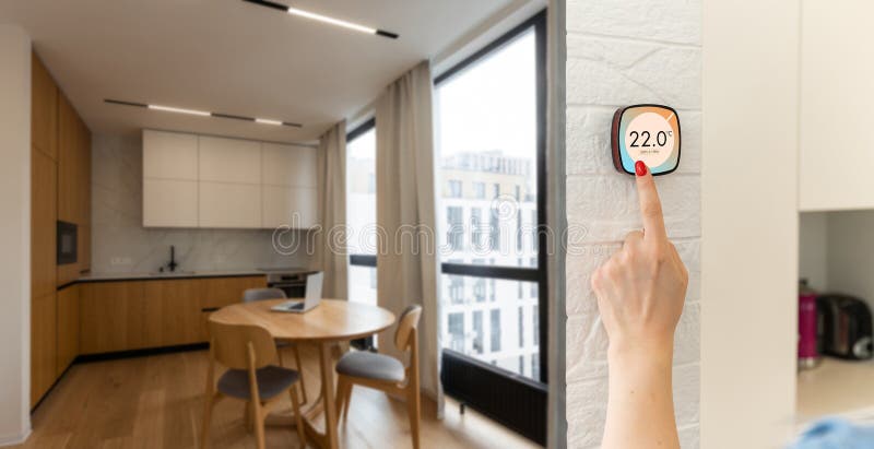 The Temperature on Modern Thermostat, Programmable Nest Thermostat ...