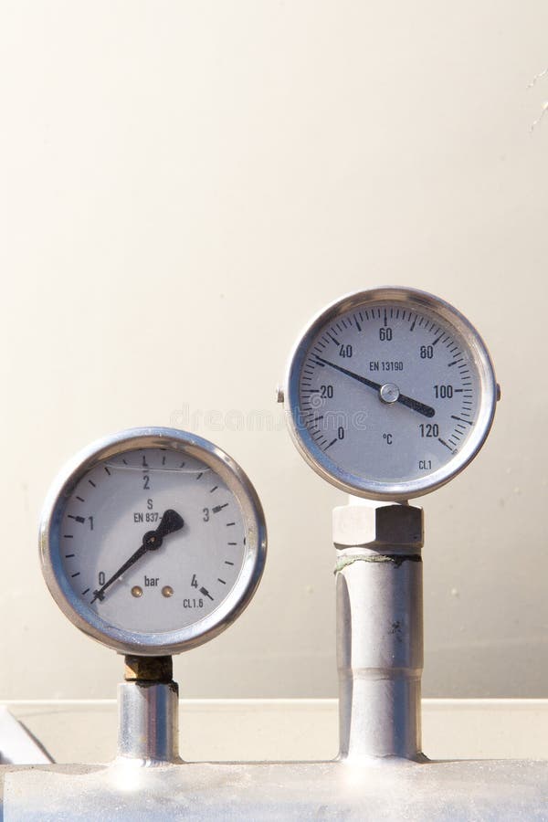 Temperature and Pressure Gauge Stock Photo - Image of gauge, pressure ...