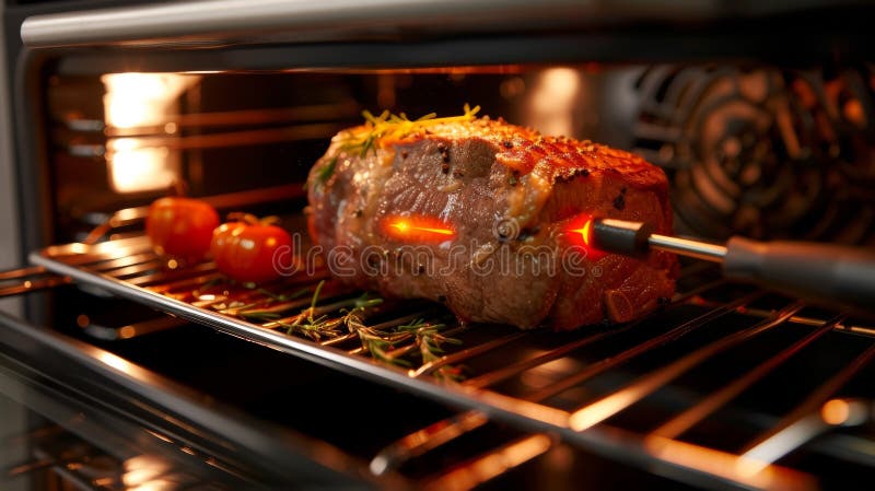 A Temperature Probe Inserted into a Meat Dish Inside the Convection ...