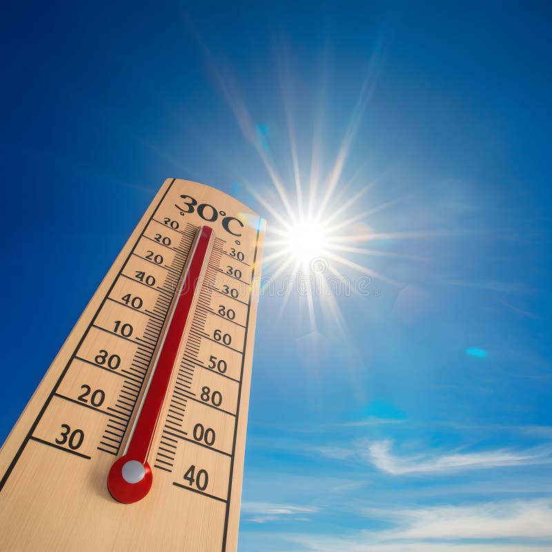 Temperature Reading on Thermometer in Celsius and Fahrenheit Against ...