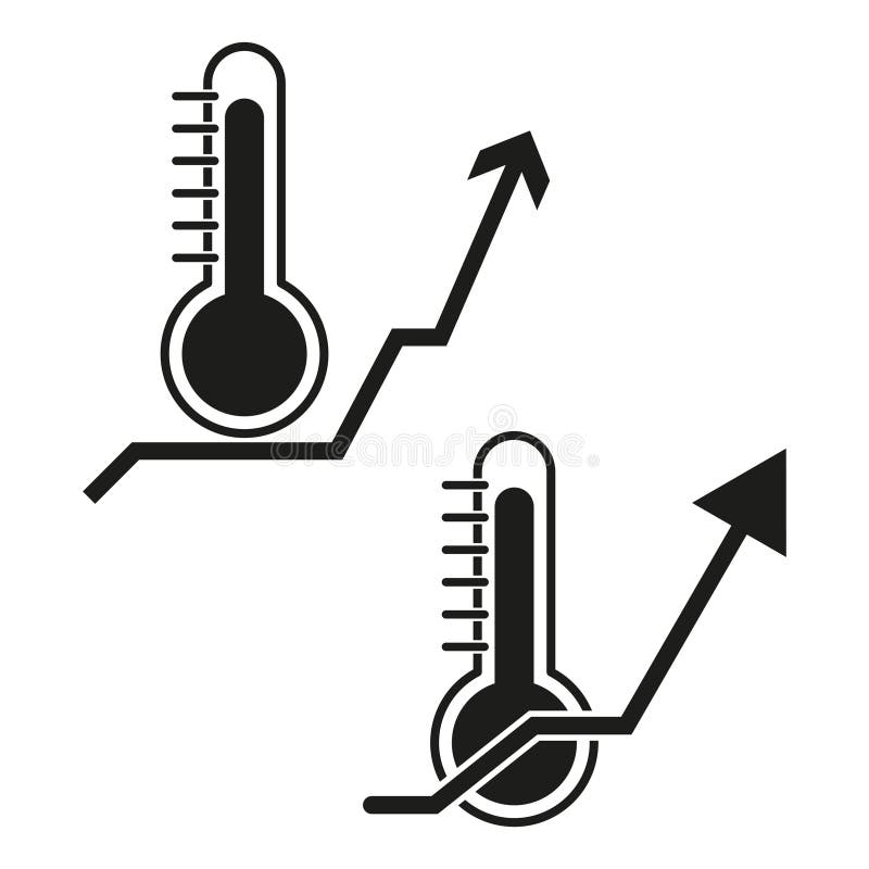 Temperature Rise Icon. Thermometer and Arrow. Climate Change Vector ...